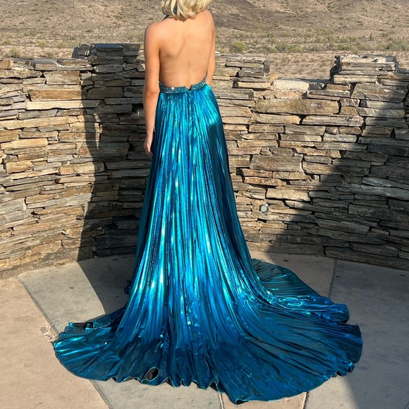 Sherri Hill | Dresses | Sherri Hill Blue Metallic Prom Dress | Poshmark